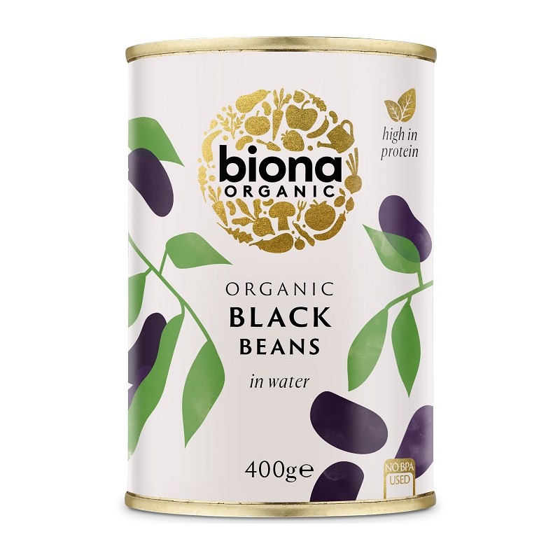 Fasole neagra boabe bio, conserva 400g Biona